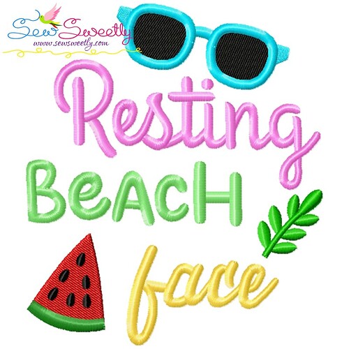 Free Resting Beach Face Summer Lettering Embroidery Design - Free For ...