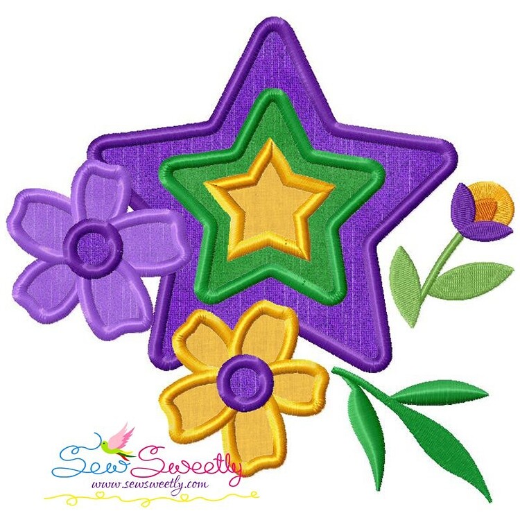 Free Mardi Gras Floral Star Applique Design - Free For 72 Hours ...